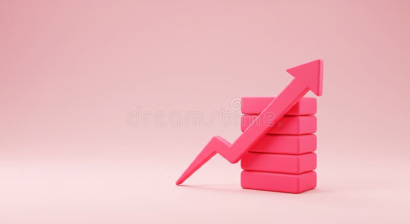 Pink Stack and Upward Arrow Growth Growth Progress Success Development ...