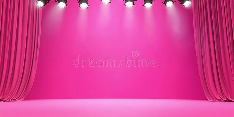 Pink Stage Backdrop Curtains Lights Presentation Stock Illustration ...
