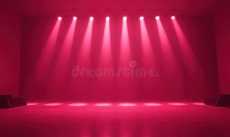 Pink Stage Lighting with Beams, Empty Performance Space, Dramatic ...