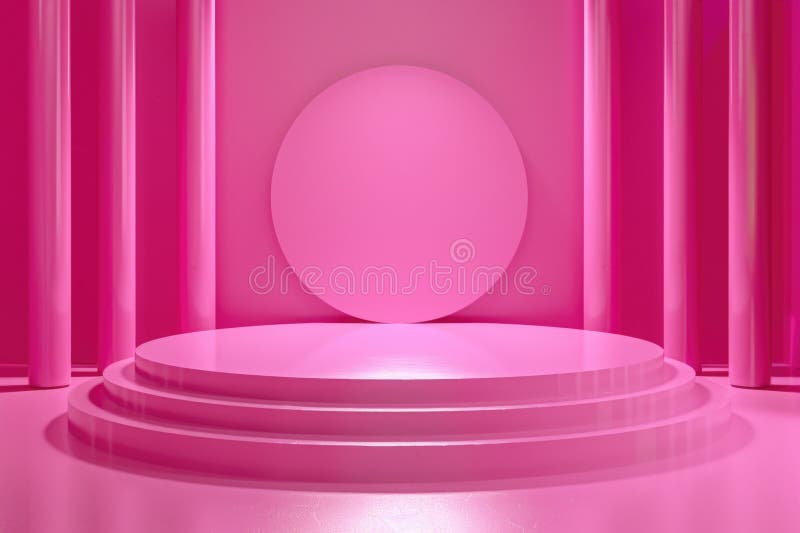 A Pink Stage with a Round Light in the Middle, Great for Concerts ...