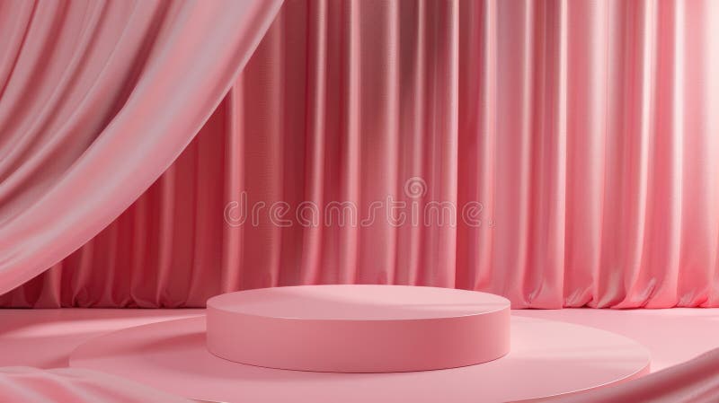 A Pink Stage Set in Front of a Pink Curtain, Suitable for Theatrical or ...