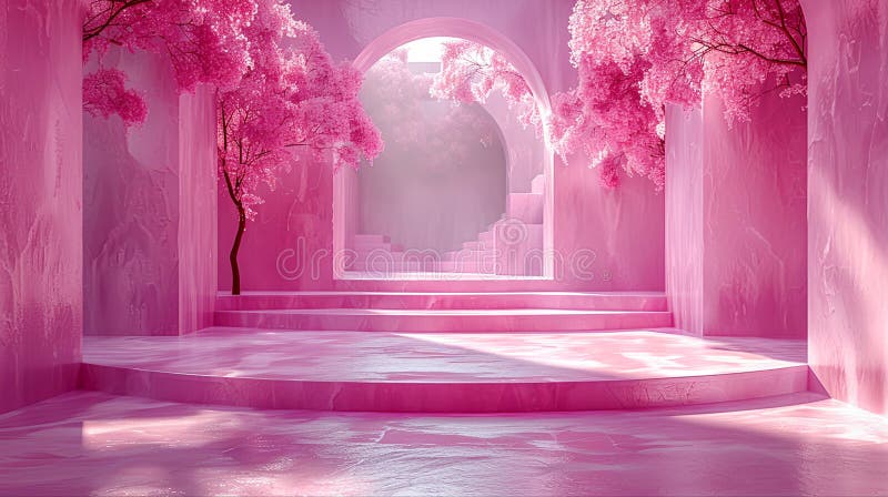 Pink Stage Showcases Artistic Talent in Vibrant, Generative Ai Stock ...