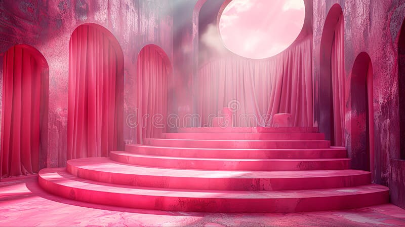 Pink Stage Showcases Artistic Talent in Vibrant, Generative Ai Stock ...