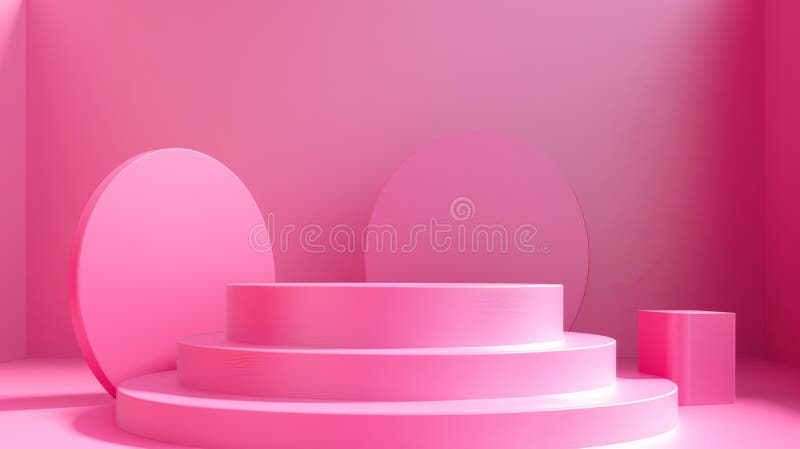 Pink Stage with Three Pink Circles and a Pink Square Stock Illustration ...