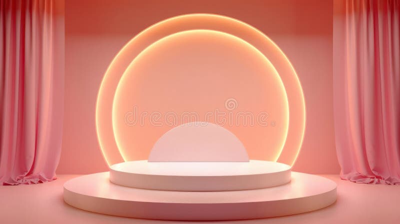 A Pink Stage with a White Pedestal in the Center Stock Illustration ...