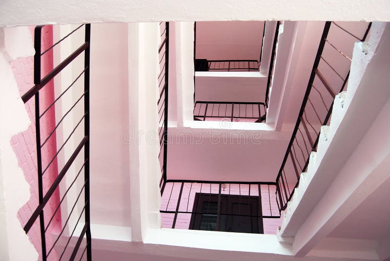 Pink stairs. stock image. Image of striped, railings - 24241603