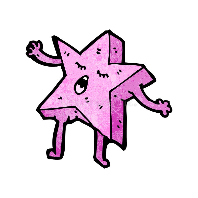 Pink Star Cartoon Character Stock Vector - Illustration of funny, pink ...