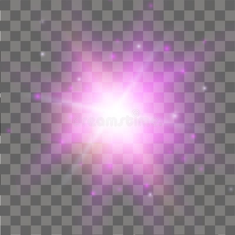 Pink Star Light Effect on Transparent Background. Glow Light Effect ...