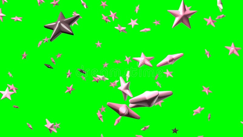 Pink Star Objects on Green Chroma Key Background. Stock Footage - Video ...