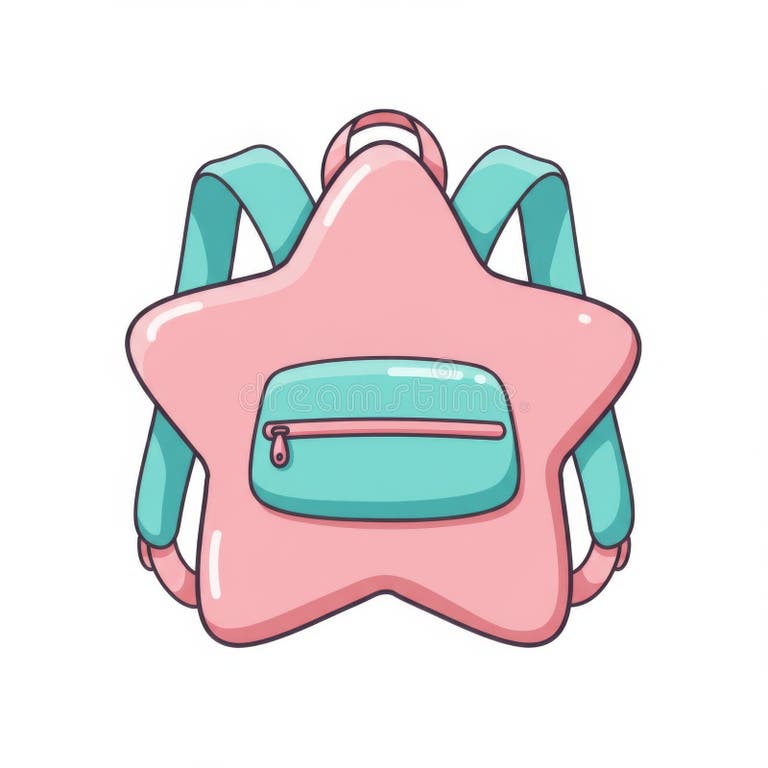 Pink Star Shaped Backpack with Teal Accents Stock Illustration ...