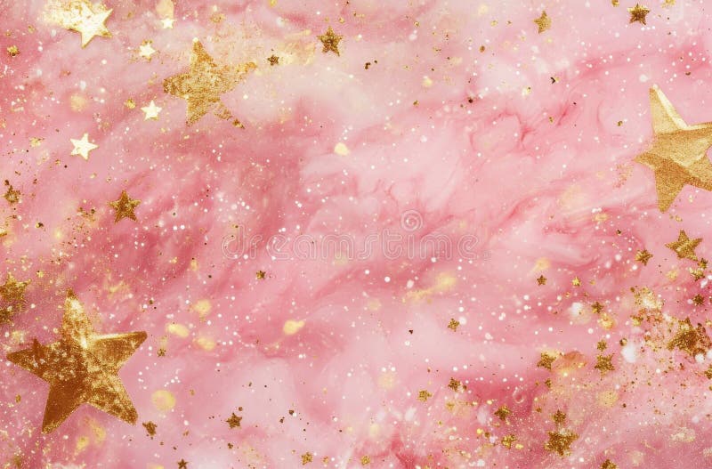 A Pink Starry Gold Background Stock Photo - Image of golden, background ...