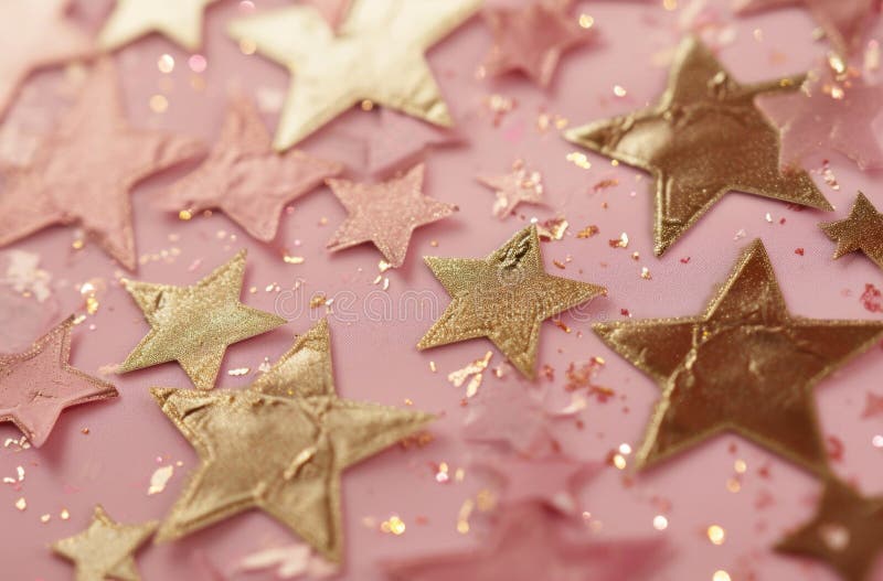 A Pink Starry Gold Background Stock Photo - Image of celestial, event ...