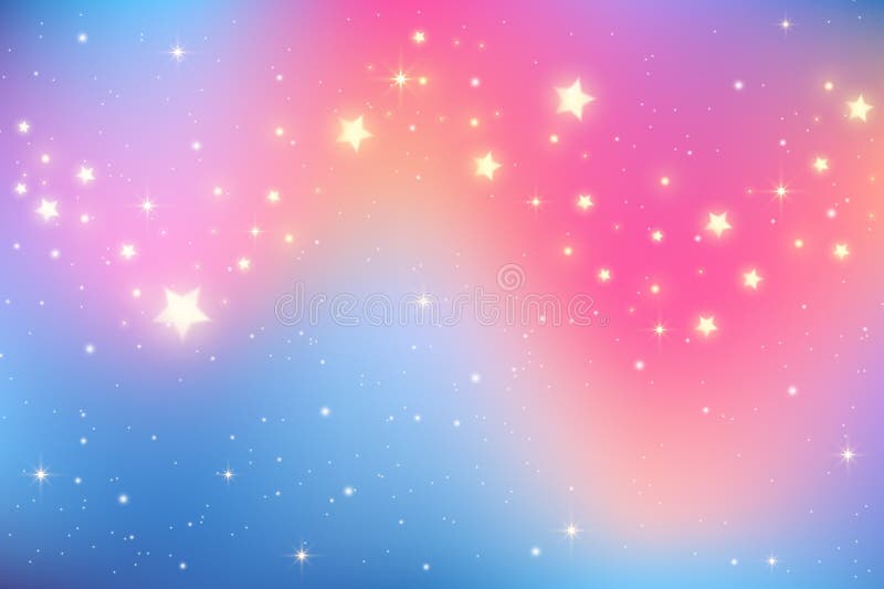 Pink Starry Sky. Purple Gradient Space. Vector Color Galaxy with Magic ...