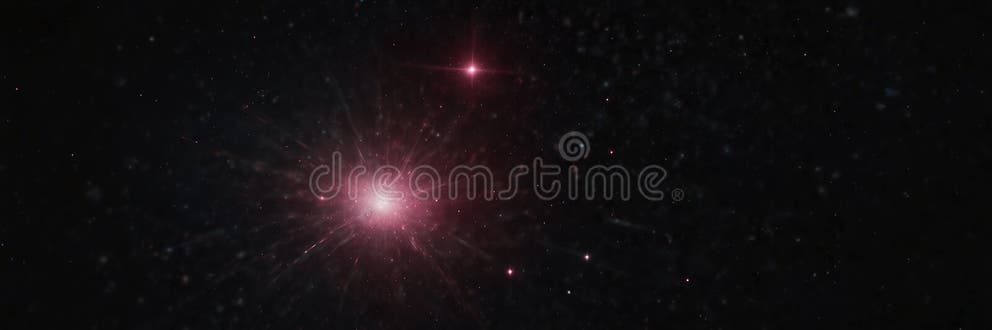 Pink Stars on Black Empty Space Universe Void Panoramic Wide Angle Ai ...