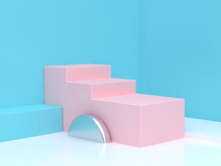 Pink Step Abstract Blue Corner Scene 3d Render Stock Illustration ...