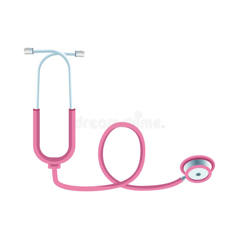 Pink Stethoscope Cardio Medical Tool Icon Stock Vector - Illustration ...