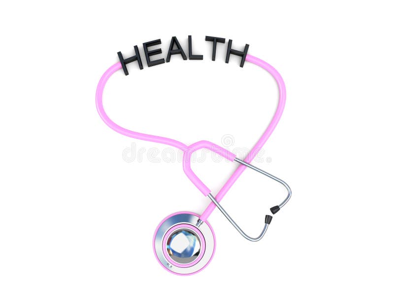 Pink Stethoscope and Health Wordcloud Stock Illustration - Illustration ...
