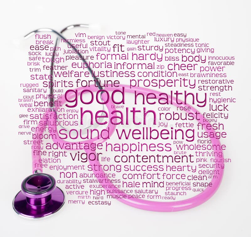 Pink Stethoscope and Health Wordcloud Stock Illustration - Illustration ...