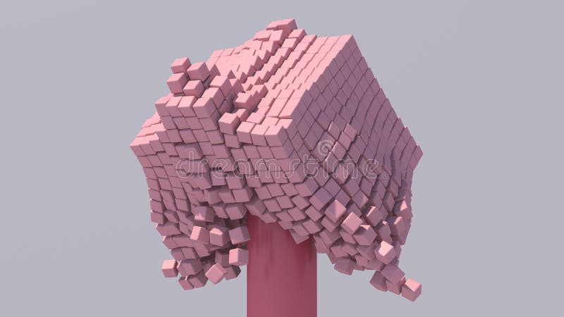 Pink Stick and Cubes. Gray Background Stock Illustration - Illustration ...