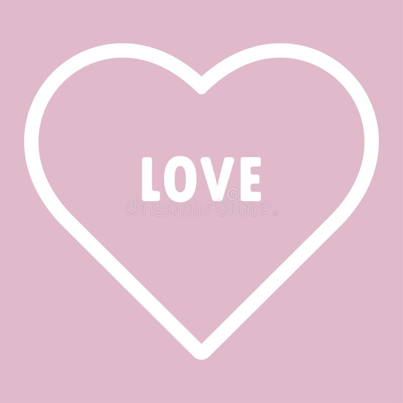 Pink Sticker Heart With The Inscription Love Vector Illustration Stock