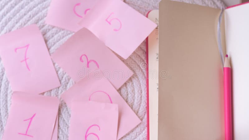 Pink Stickers with Numbers Analysis Concept Stock Image - Image of ...