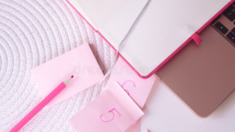 Pink Stickers with Numbers Analysis Concept Stock Photo - Image of ...