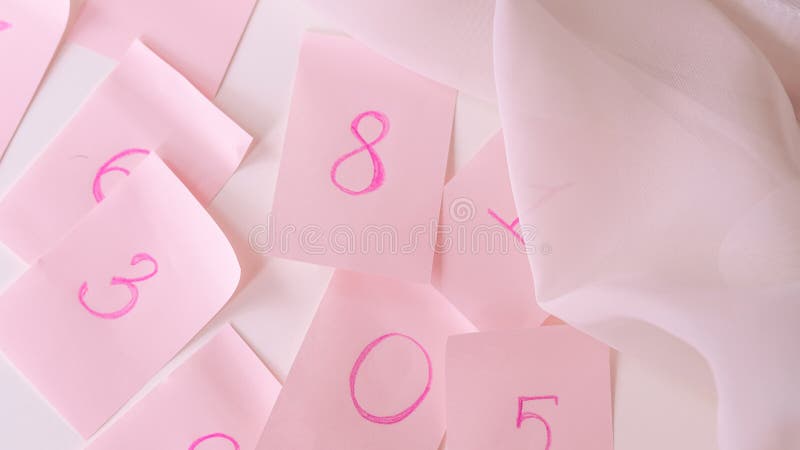 Pink Stickers with Numbers Analysis Concept Stock Image - Image of ...