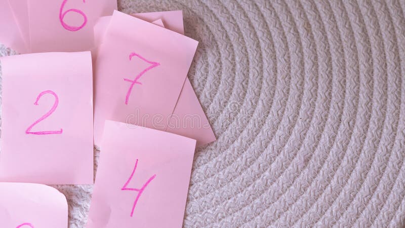 Pink Stickers with Numbers Analysis Concept Stock Image - Image of ...