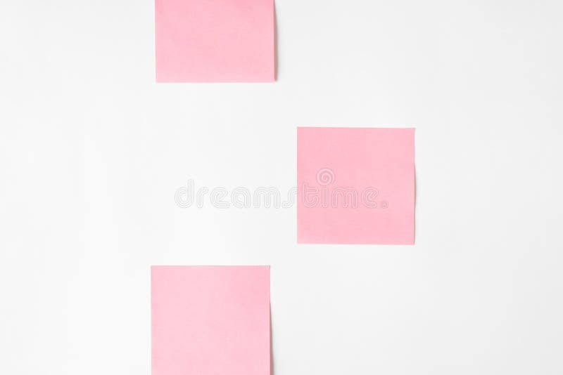 Pink Stickers on a White Wall, Copy Space. Layout Reminder Stock Image ...