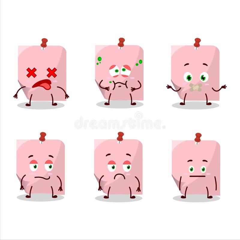 Pink Sticky Note Cartoon Character with Nope Expression Stock Vector ...