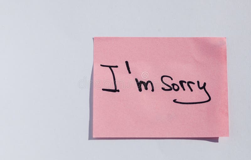 Pink Sticky Note with Handwritten I M Sorry Message Stock Photo - Image ...
