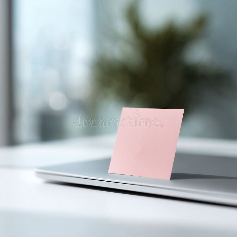 Pink Sticky Note on a Laptop, Symbolizing Reminders, Tasks, or Creative ...