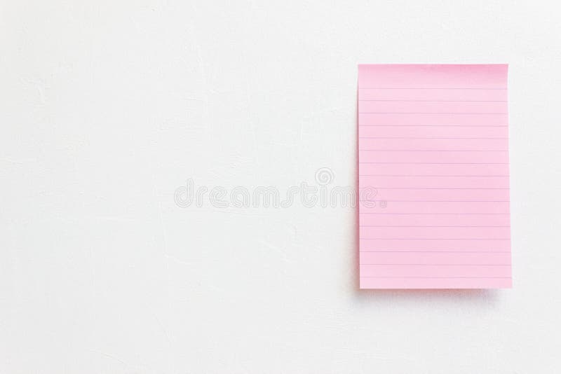 A Pink Sticky Note on a White Wall. Stock Photo - Image of view, note ...