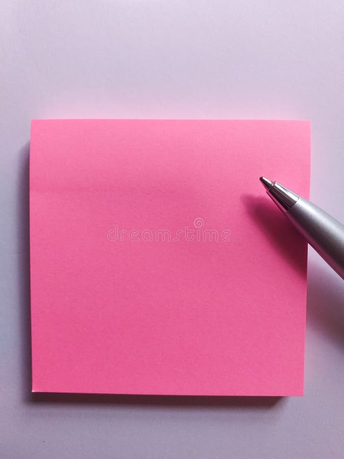 Pink Sticky Notes and a Ballpoint Stock Image - Image of ballpoint ...