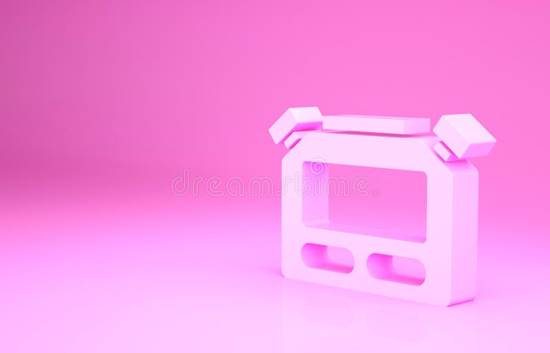 Pink Stopwatch Icon Isolated on Blue Background. Time Timer Sign ...