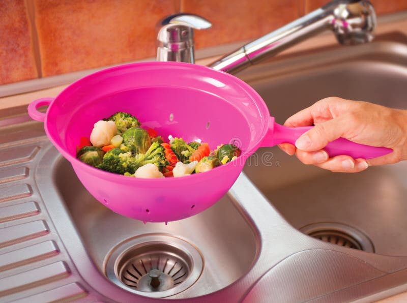 Pink strainer stock image. Image of steel, stainless - 37827611