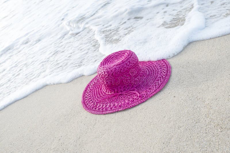 Pink Straw Hat on a Beach 5 Stock Photo - Image of clean, beach: 36260074