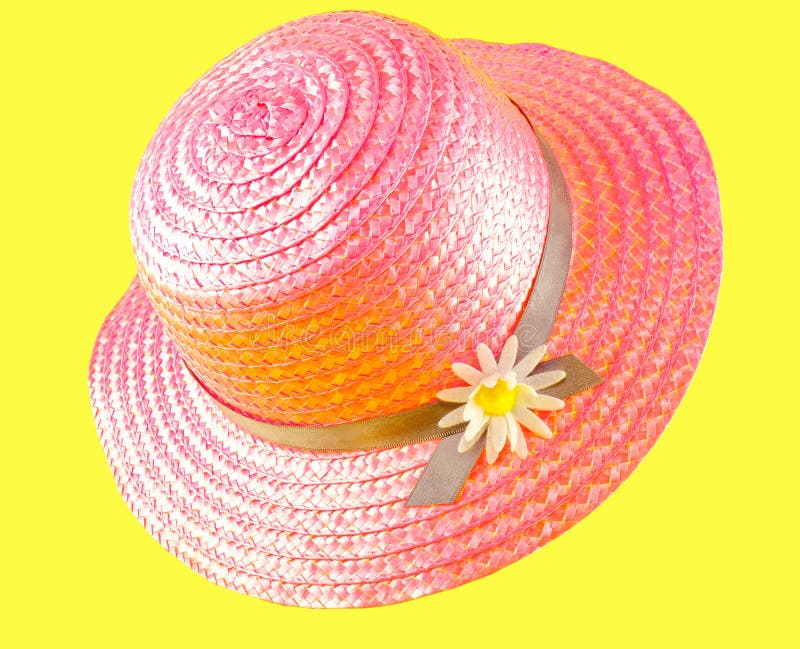 Pink straw hat stock image. Image of headgear, flower - 40585589