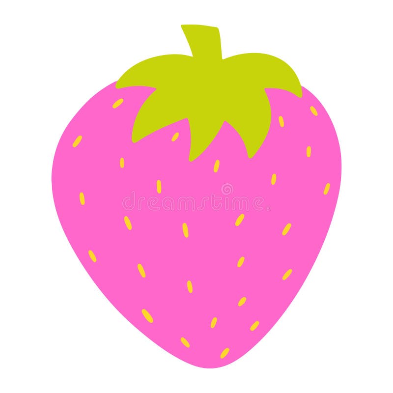 Pink Strawberry, Cute Simple Decor, Vector Illustration Stock Vector ...