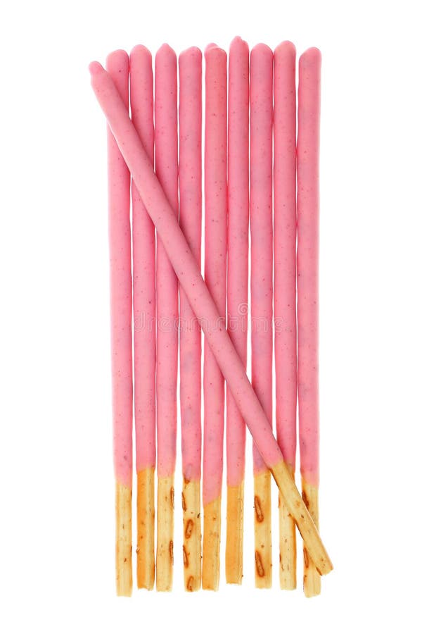 Pink Strawberry Flavored Bread Sticks on White Stock Image - Image of ...
