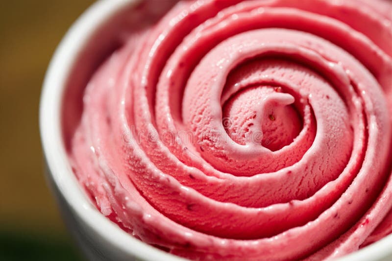 Pink Strawberry Ice Cream in a Bowl Stock Illustration - Illustration ...