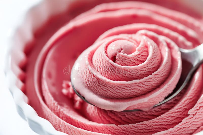 Pink Strawberry Ice Cream in a Bowl Stock Illustration - Illustration ...