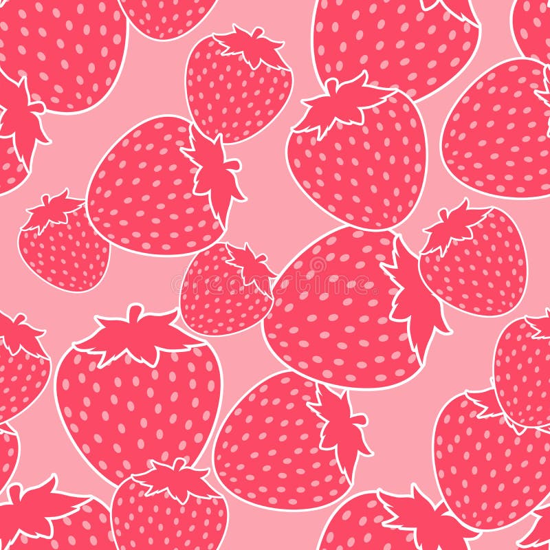 Pink Strawberry Seamless Pattern Stock Vector - Illustration of white ...