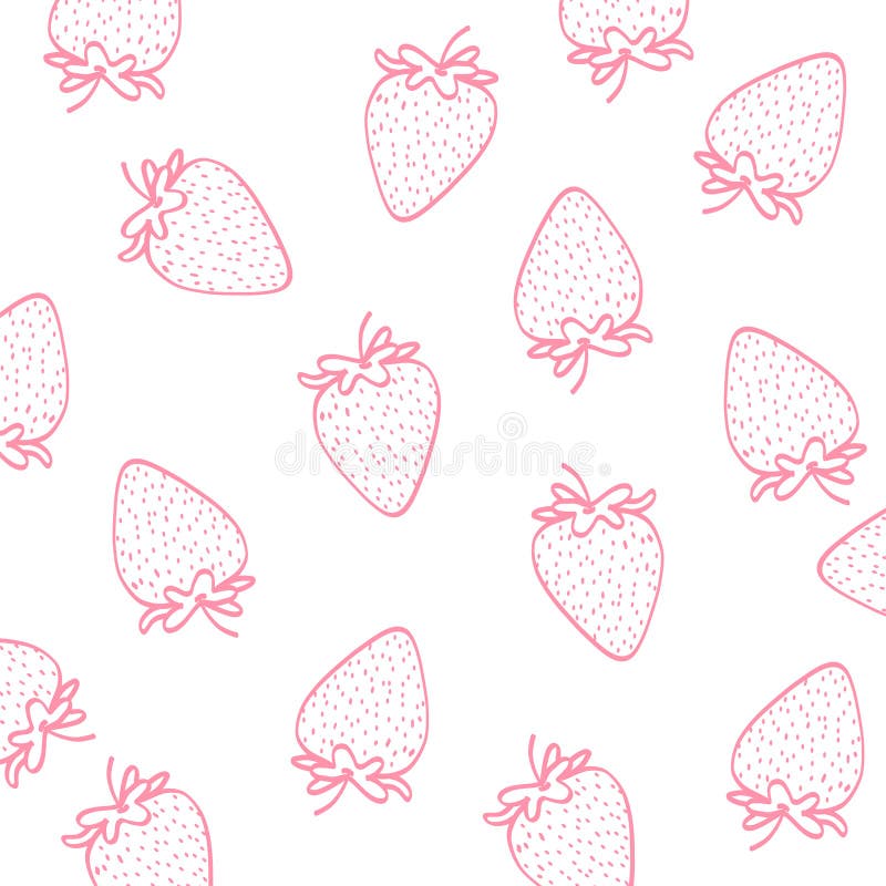 Pink Strawberry Seamless Pattern Doodle Vector Design Stock Vector ...