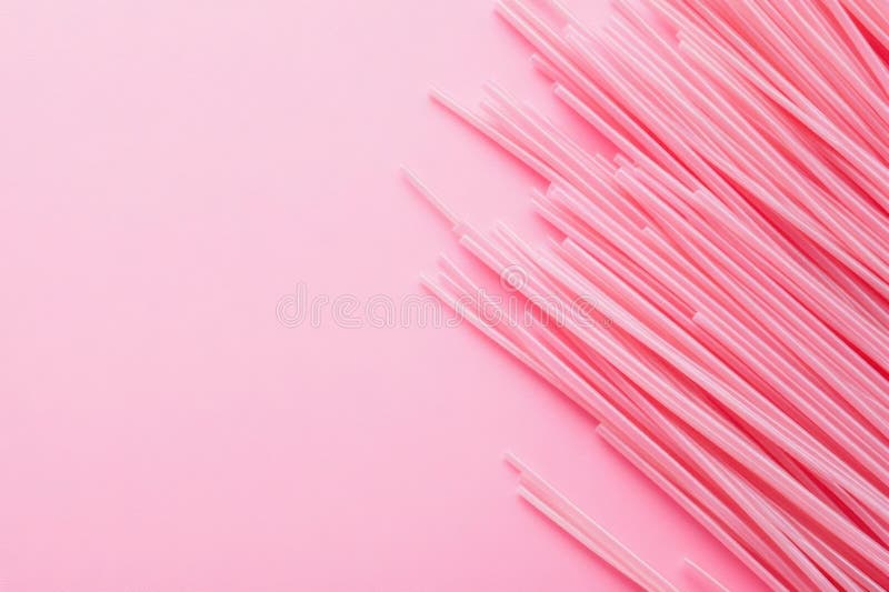 Pink Straws Lay on Pink Surface with Minimalist Style and Pastel Colors ...