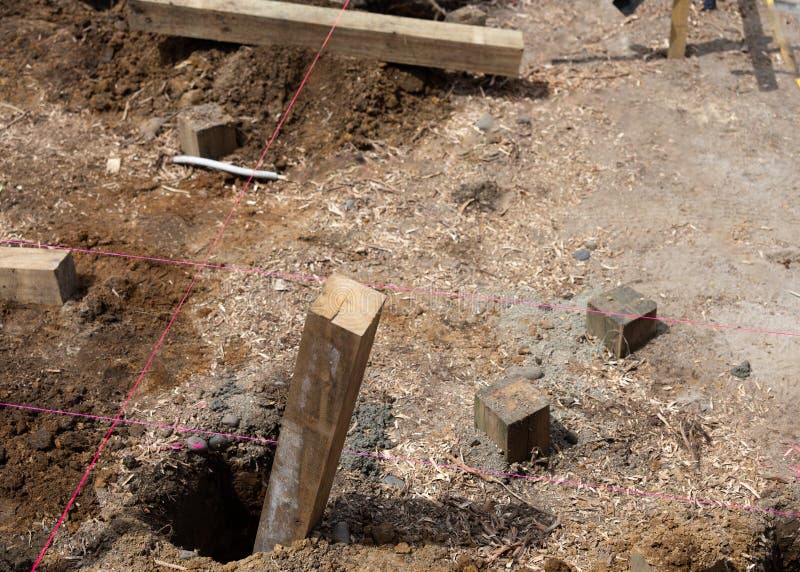 Pink String-lines Cross on Building Site Stock Photo - Image of pink ...