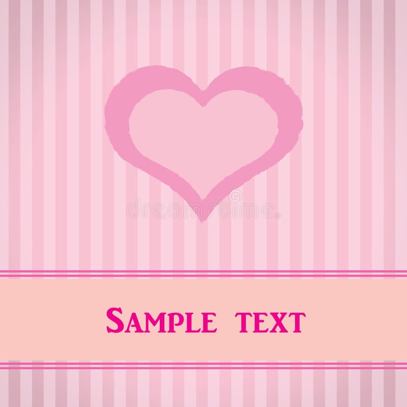 Pink Striped Card with Heart. Stock Illustration - Illustration of ...