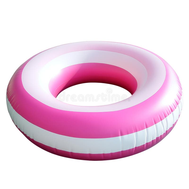 Pink Striped Inflatable Ring on Isolated White Background Stock ...