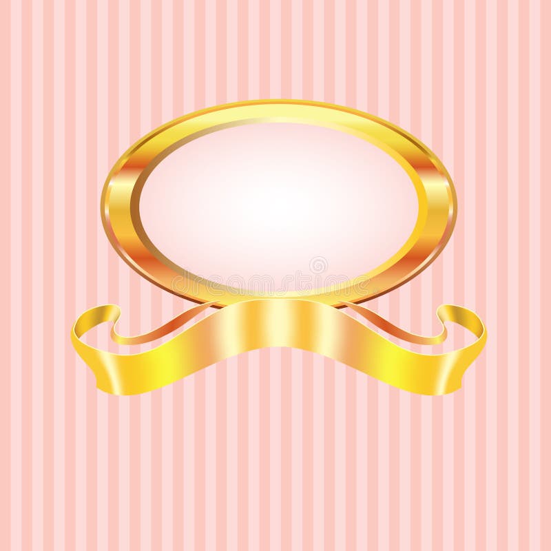 Pink Striped Pearl Frame with Gold Stock Vector - Illustration of ...