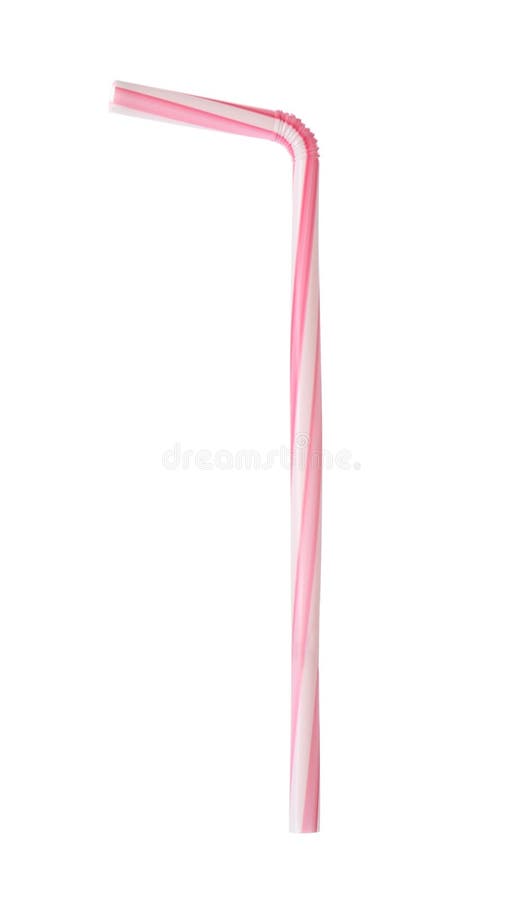 Pink Striped Plastic Straw for Drink Isolated on White Stock Photo ...